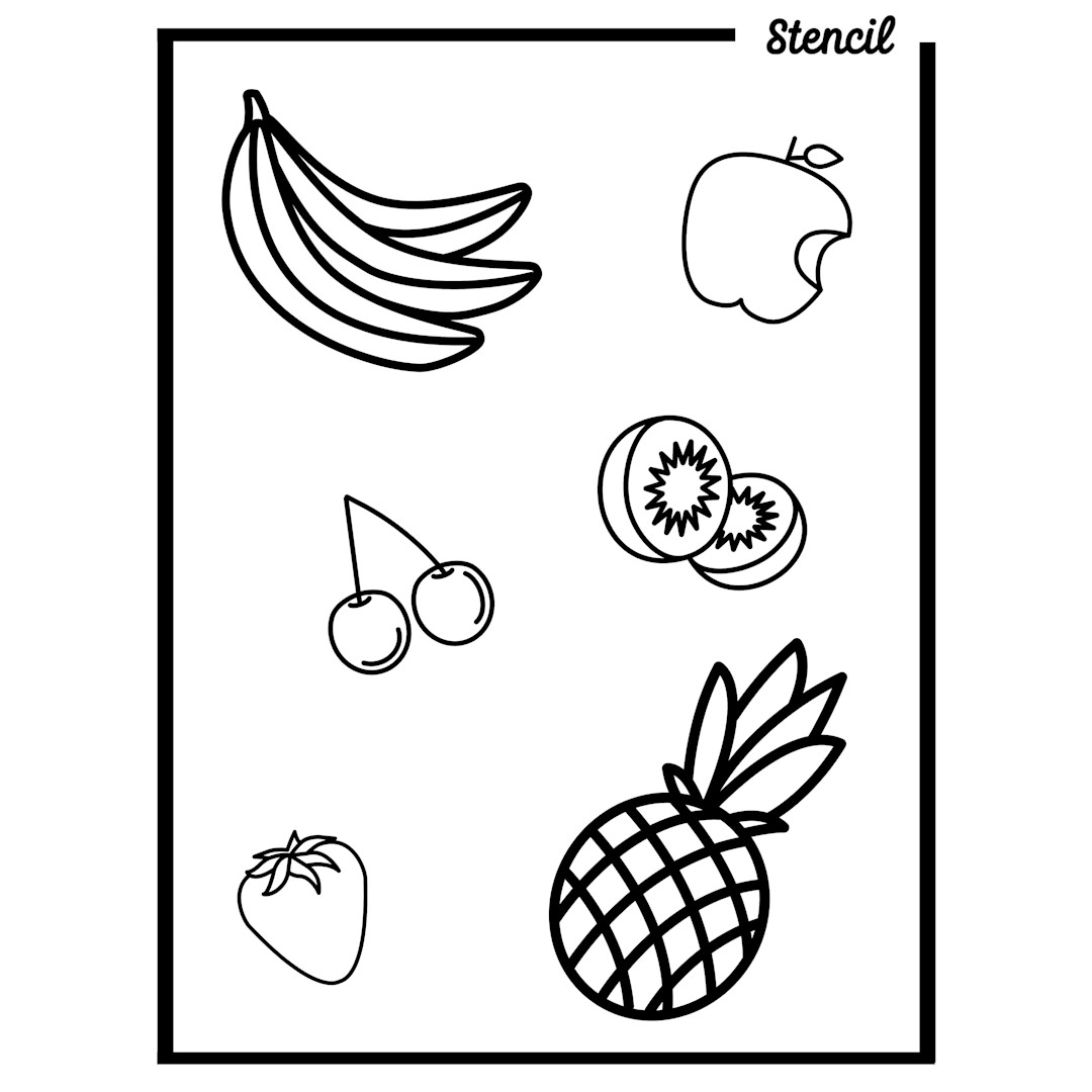 Variety of Fruits Outline | Templates | Stencil
